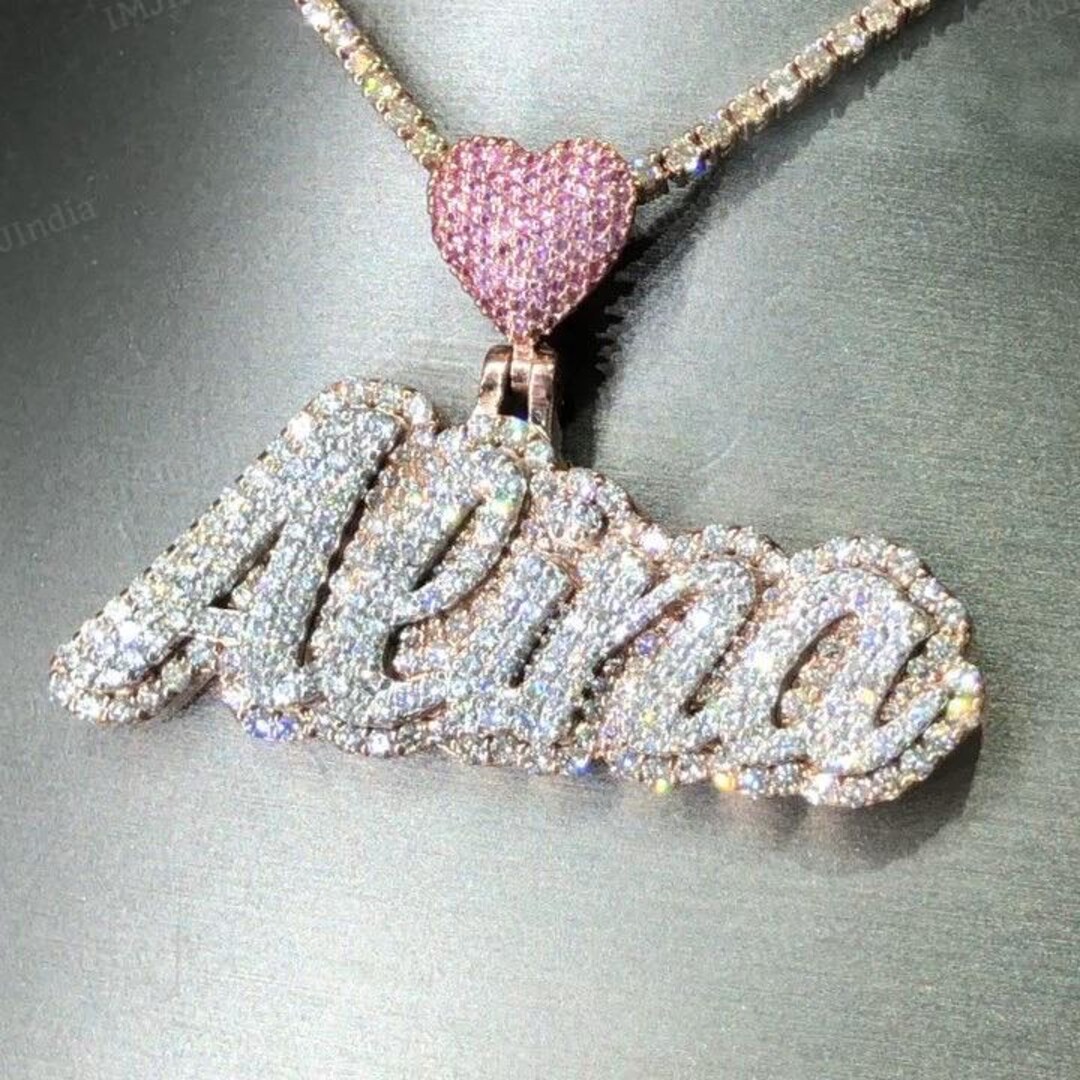 Iced Out Name Hip Hop Pendant for Women, Iced Out Custom Name/letter ...