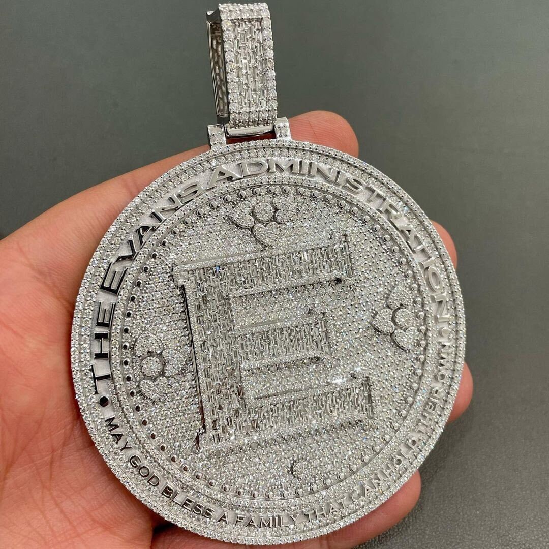 Iced Out Circle Hip Hop Moissanite Pendant, Rapper Logo Pendant, Miami ...
