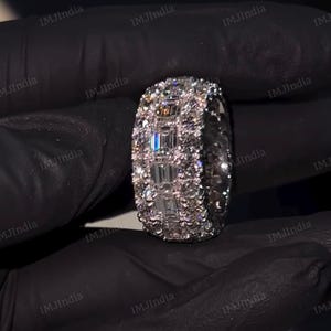 Iced Out Moissanite Eternity Ring – Sterling Silver Luxury Jewelry for ...