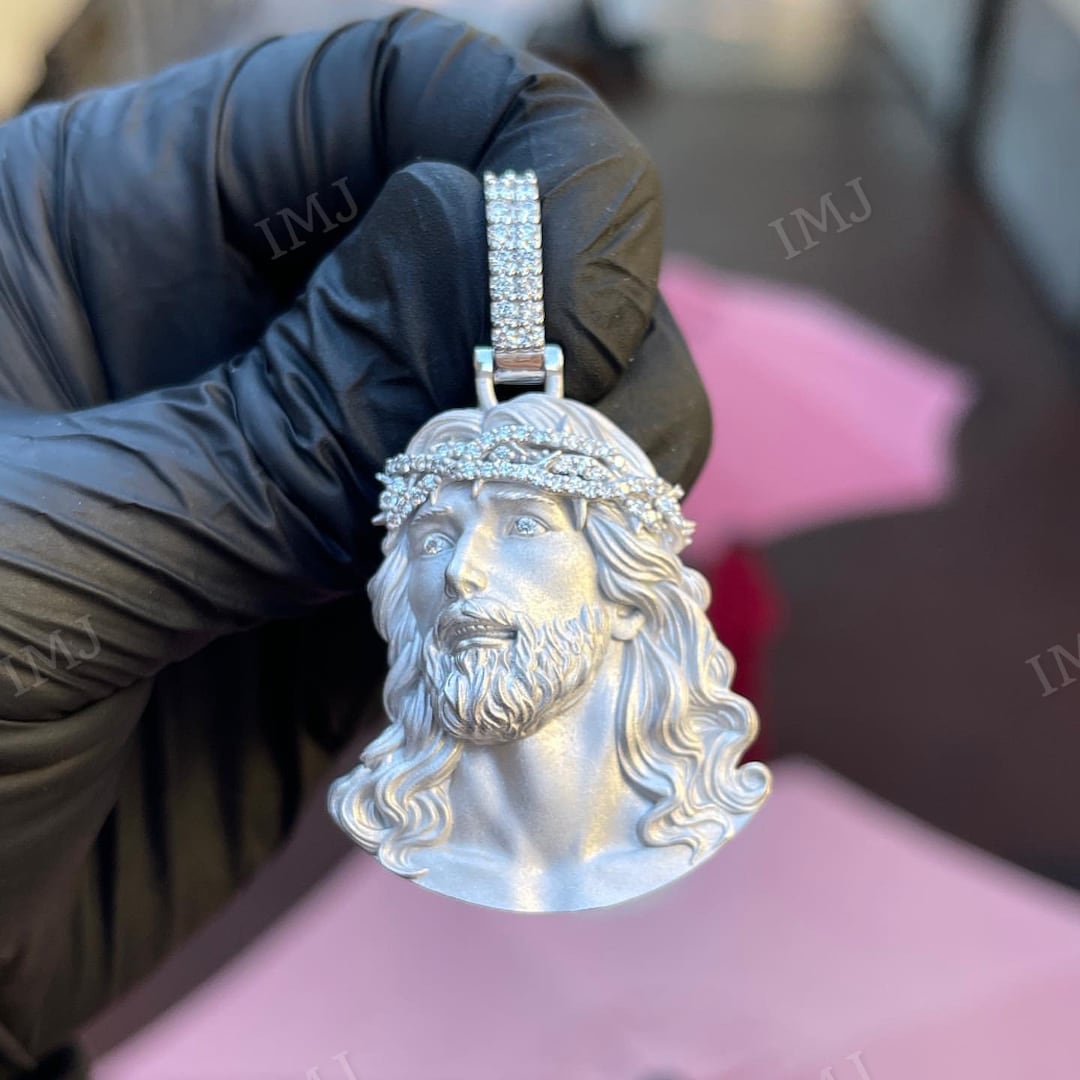 Hyper Realism Pendant, 3D Jesus Portrait Hip Hop Pendant, Iced Out ...