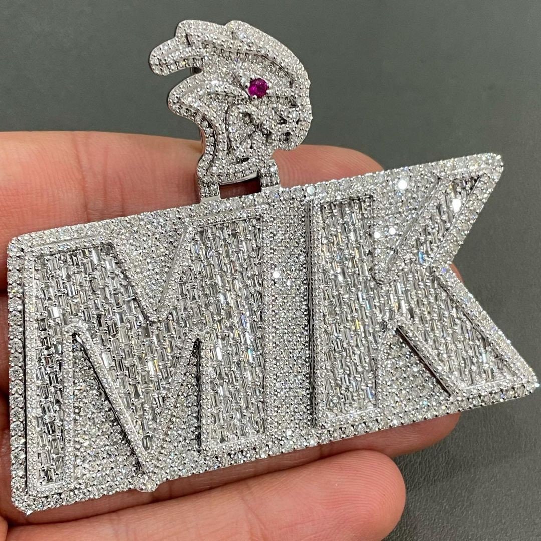 Custom "mk" Letter Pendant, Custom Bail, Custom Hip Hop Pendant, VVS1 D ...