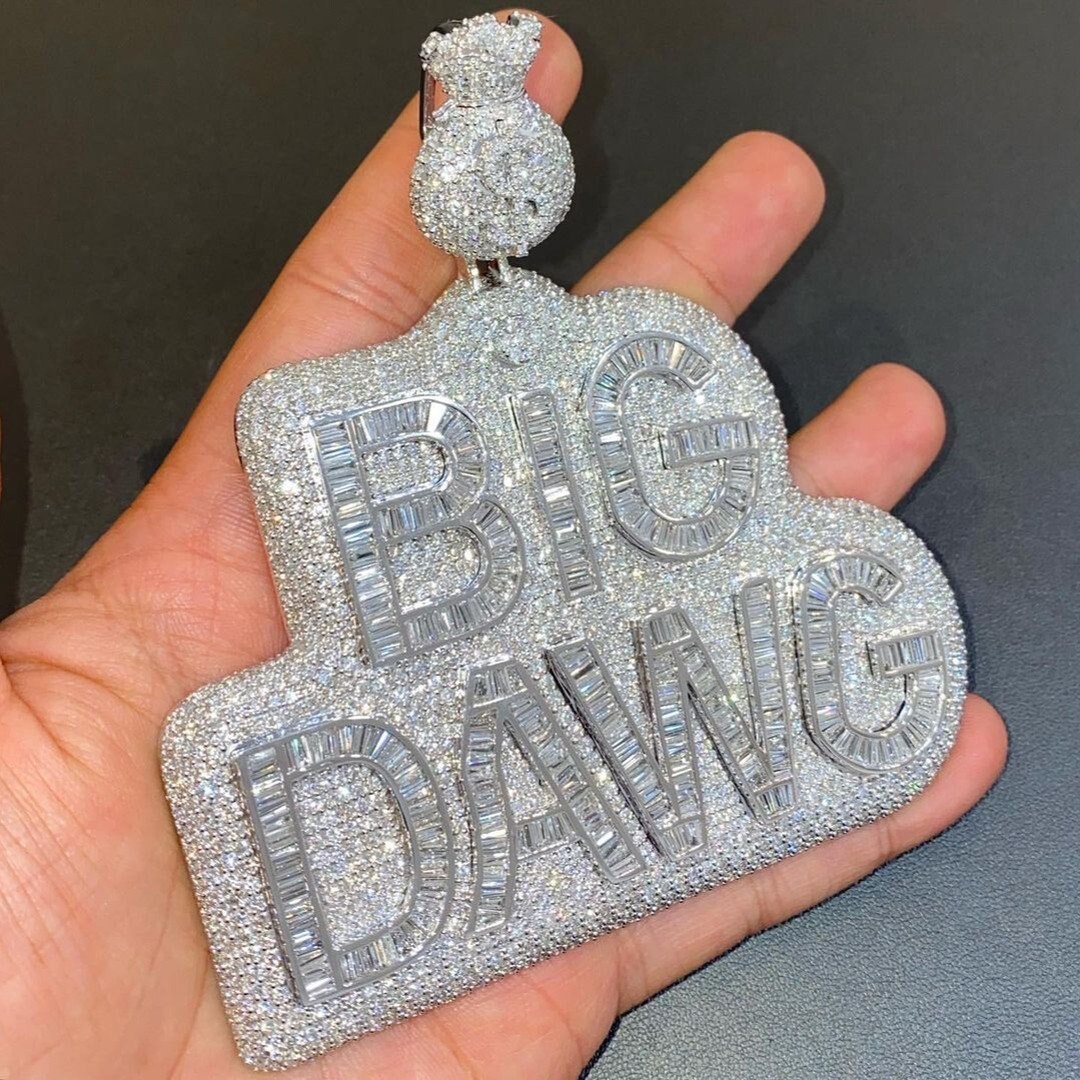 Custom "big Dawg" Letter Pendant, VVS1 D Moissanite, Dollar Bag Bail ...