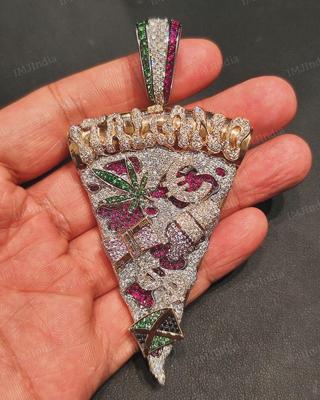 Iced Out Italiano Pendant | Custom Pizza Design Hip-hop Jewelry for Men ...