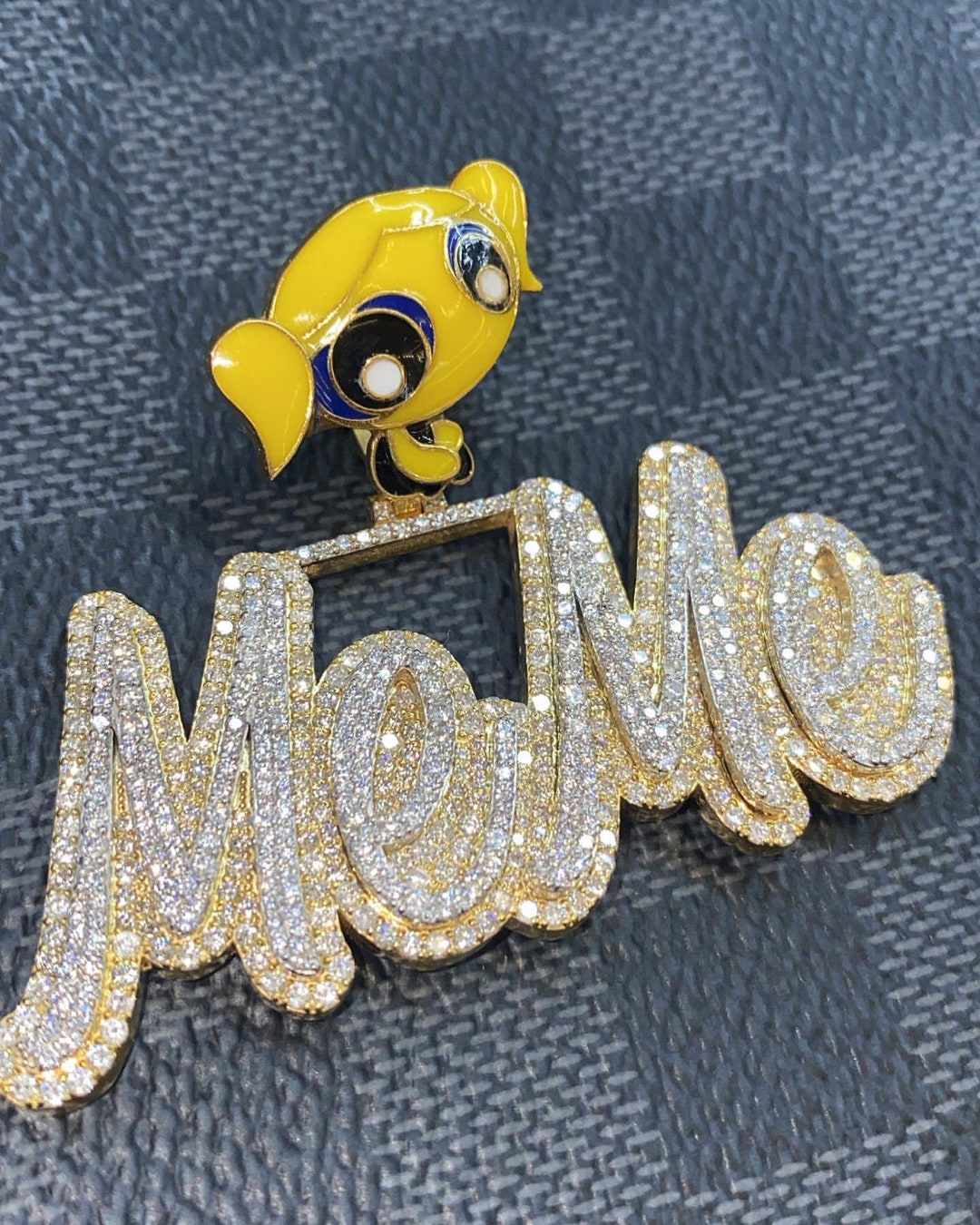 Iced Out Initial "meme" Name Pendant for Her, Hip Hop Jewelry, VVS ...