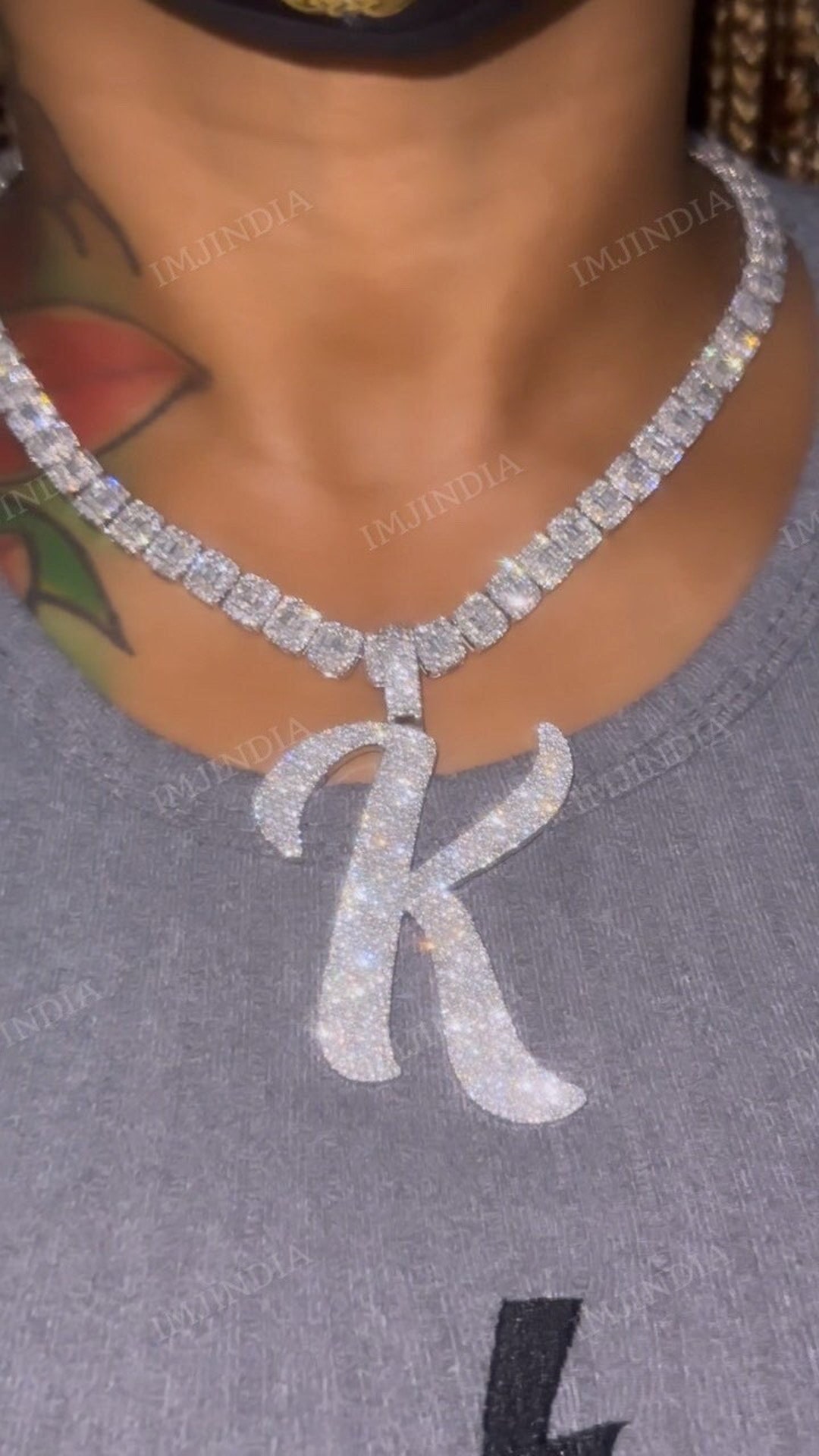 K Letter Pendant, Iced Out Letter Pendant, Custom Hip Hop Pendant, VVS1 ...