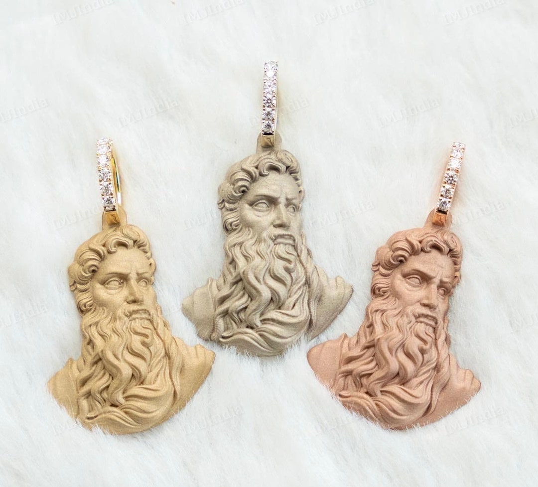 3D Moses Pendant, Custom Matte Moses Pendant, Religious Charm, VVS ...