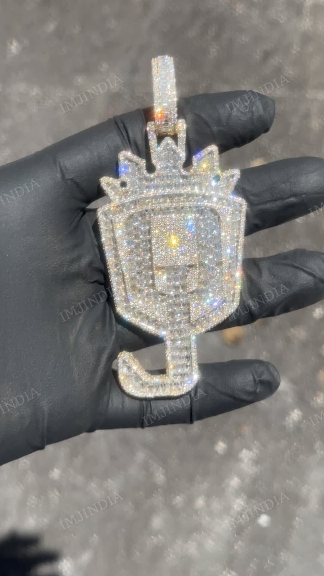 Iced Out Logo Pendant, Custom Logo Pendant, Hip Hop Pendant, VVS1 ...