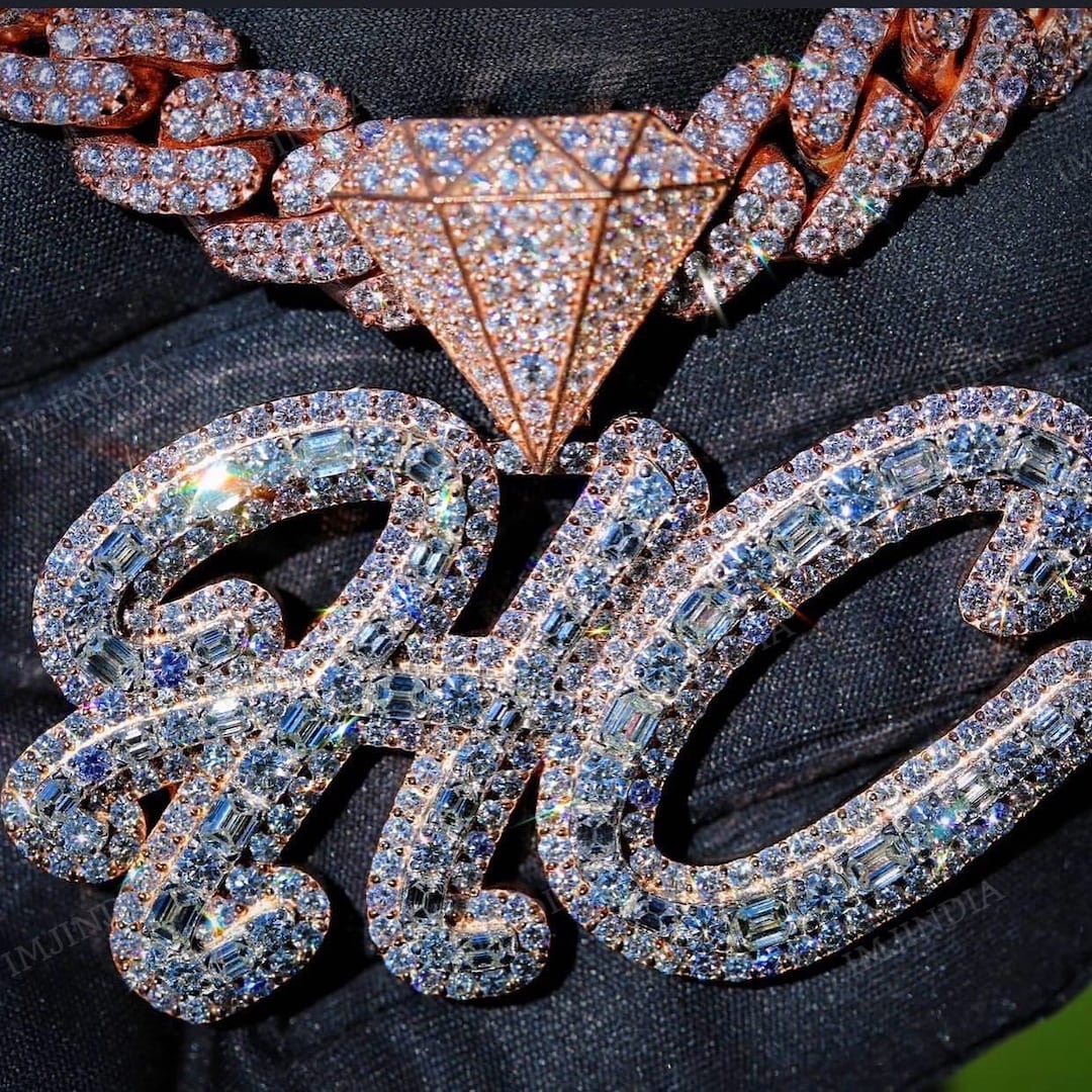 Custom "hc" Letter Pendant, VVS1 D Real Moissanite, Diamond Bail, Iced ...