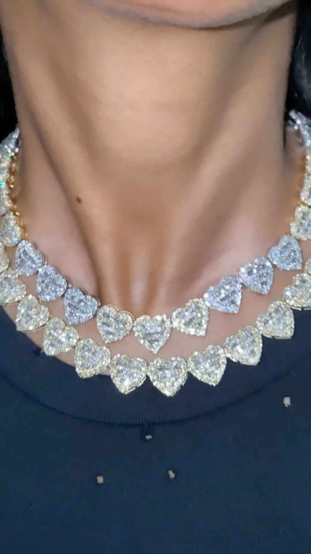 14MM Iced Out Heart Link Chain in VVS1 D Color Moissanite Diamonds, 925 ...