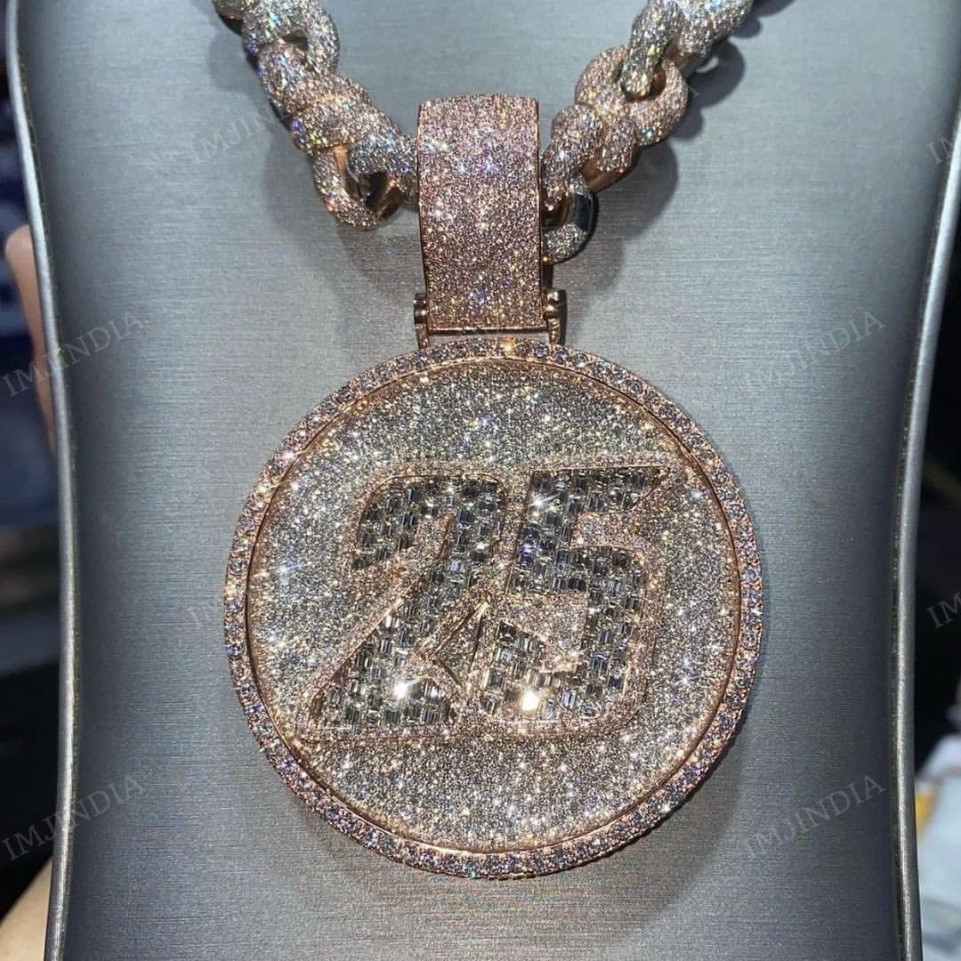 Fully Iced Out Number Pendant, Custom Hiphop Chains, VVS1 D Moissanite ...