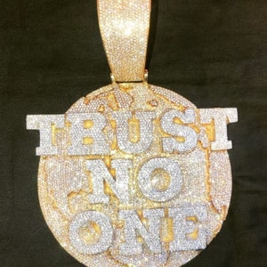 Iced Out Custom Trust No One Pendant for Men, Iced Out Custom ...