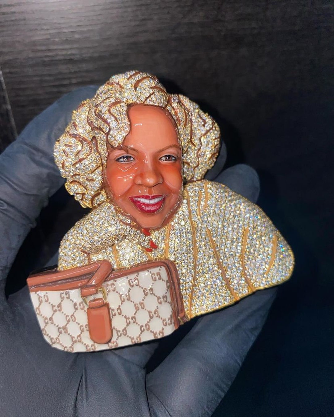 Iced Out 3D Portrait Moissanite Diamond Pendant, Iced Out 3D Charm ...