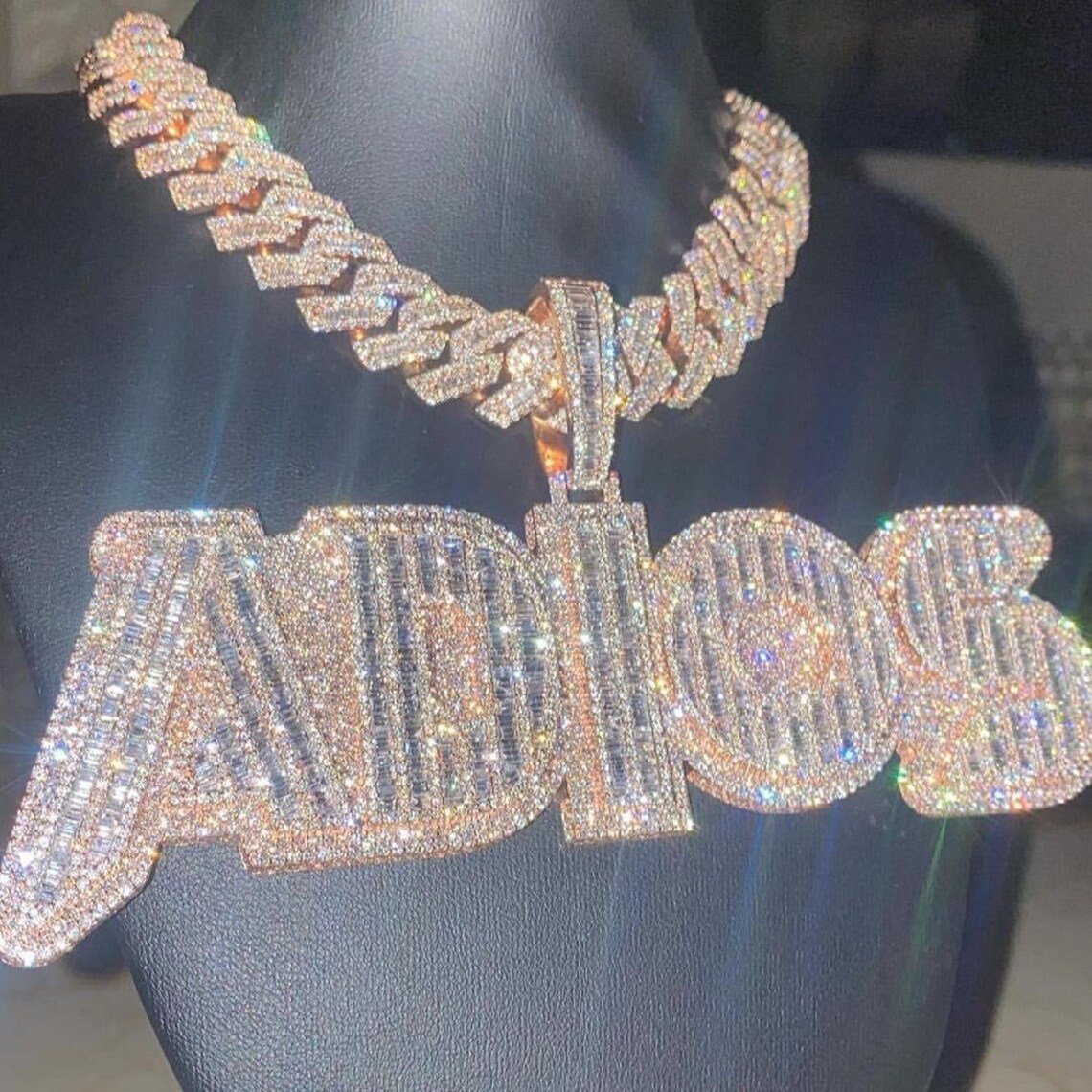 Custom "adios" Letter Pendant, VVS Real Moissanite, Custom Hip Hop ...