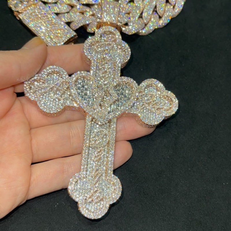 Iced Out Cross Chain - Etsy