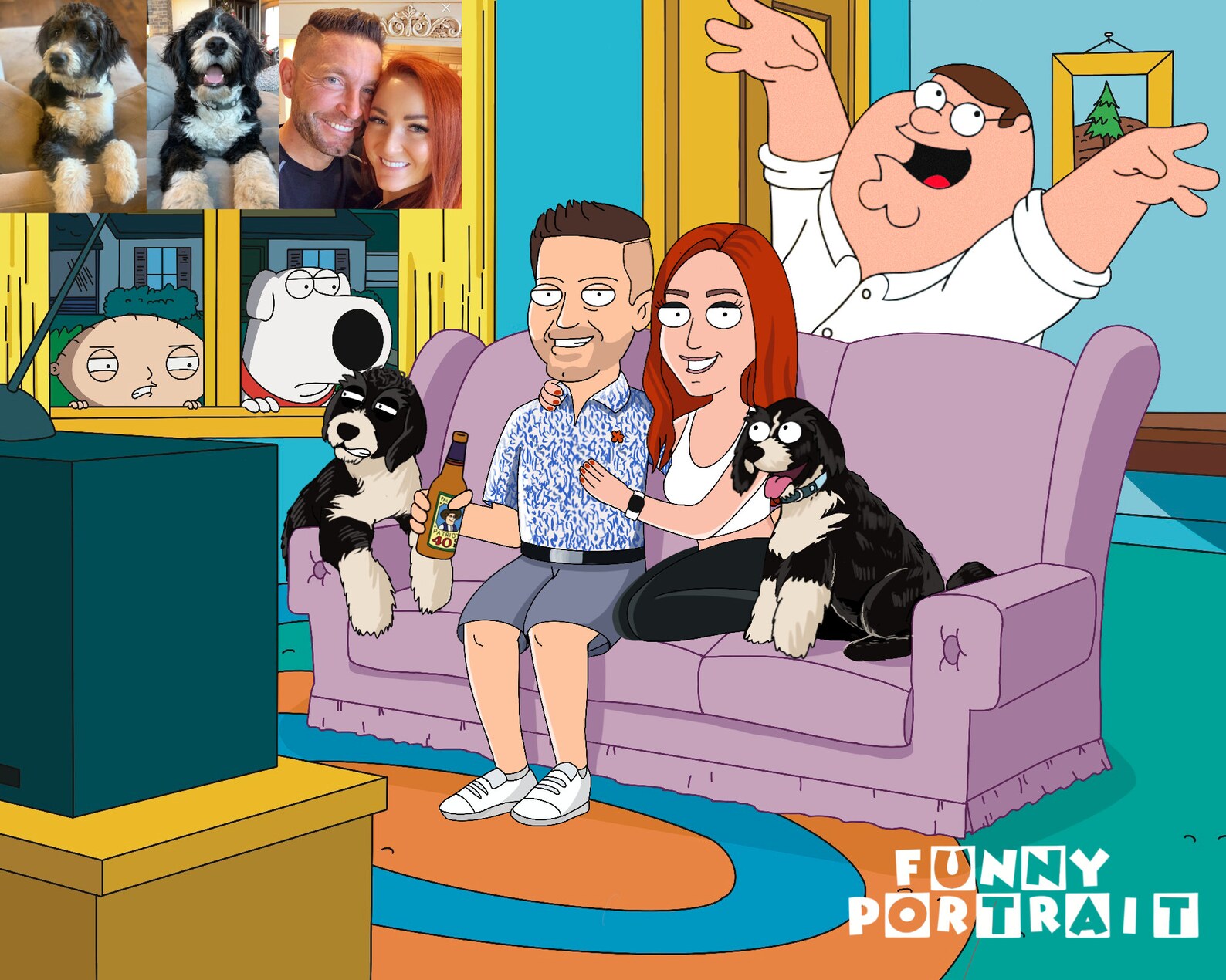 Custom portrait in Family guy style Family Guy portrait | Etsy