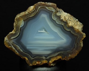 Blue and White Waterline Banded Thunderegg Agate, Ocean View Agate ...