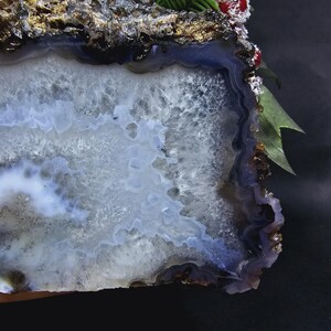 Pretty Blue Banded and Quartz Crystal Geode Agate, Polished Turkish ...