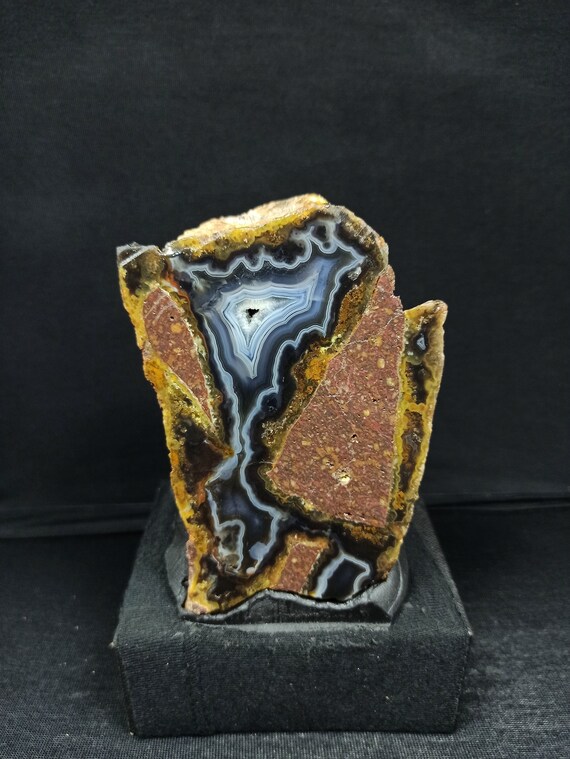 Blue Fortification Banded and Crystal Geode Agate Cut and - Etsy