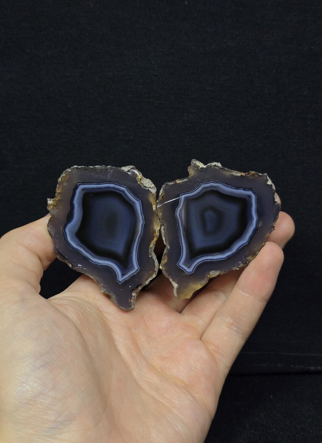Black and Blue Banded Agate, Rock and Mineral, Cut and Polished Turkish ...