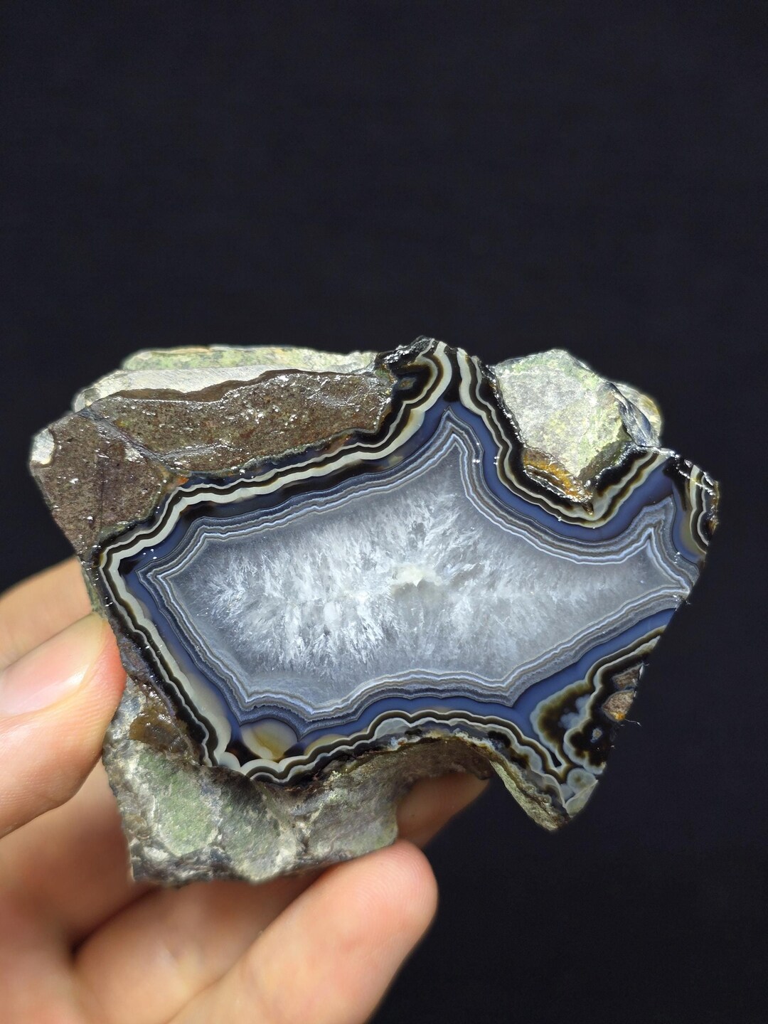 Amethyst and Blue Banded Agate, Turkish Agate, Türkei Achat, Cut and ...