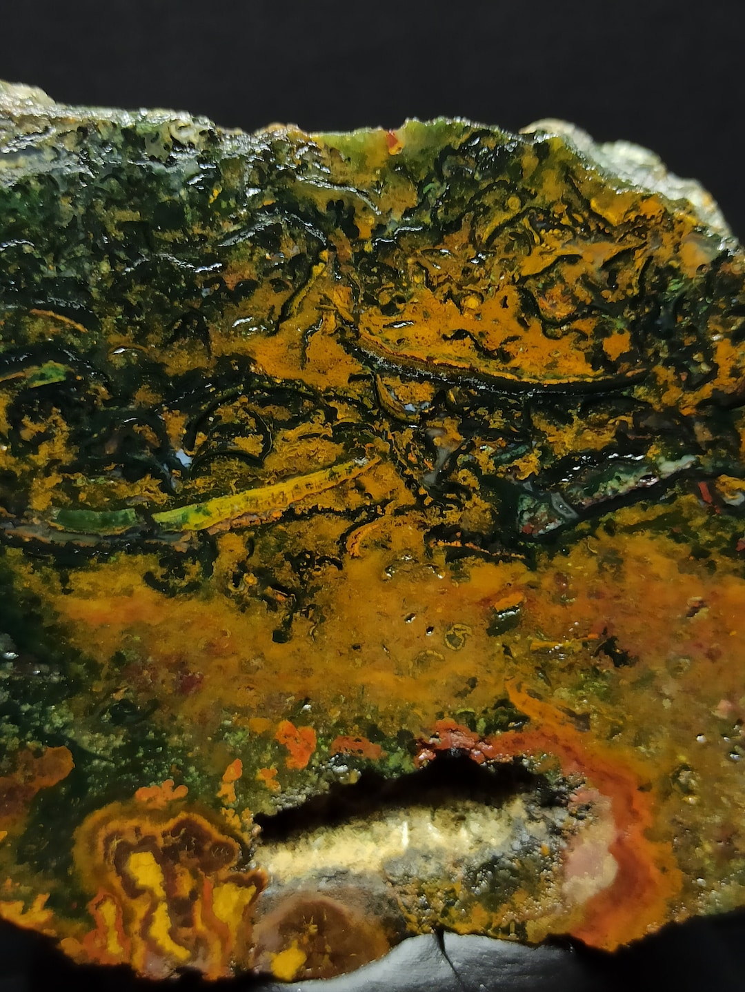 Green and Orange Moss and Plume Agate, Geode Agate, Turkish Moss Agate ...