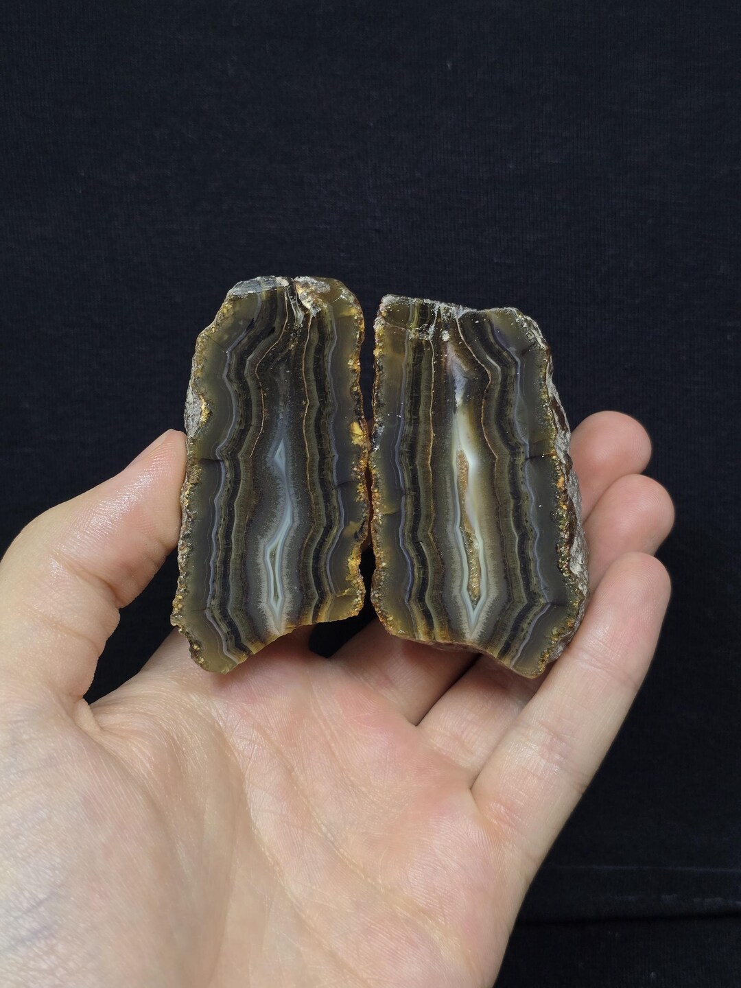Blue and Green Banded and White Quartz Crystal Agate, Polished Turkish ...