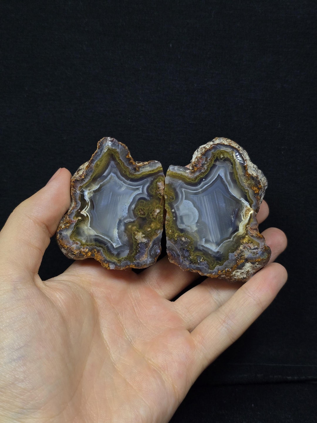 Ocean View Agate, Blue Waterline and Green Banded Agate, Crystal Home ...