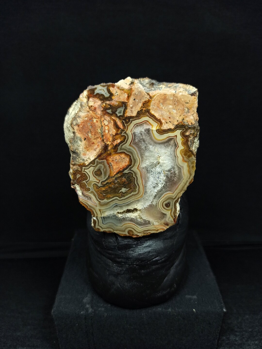 White Banded and Quartz Crystal Geode Agate, Polished Turkish Agate ...