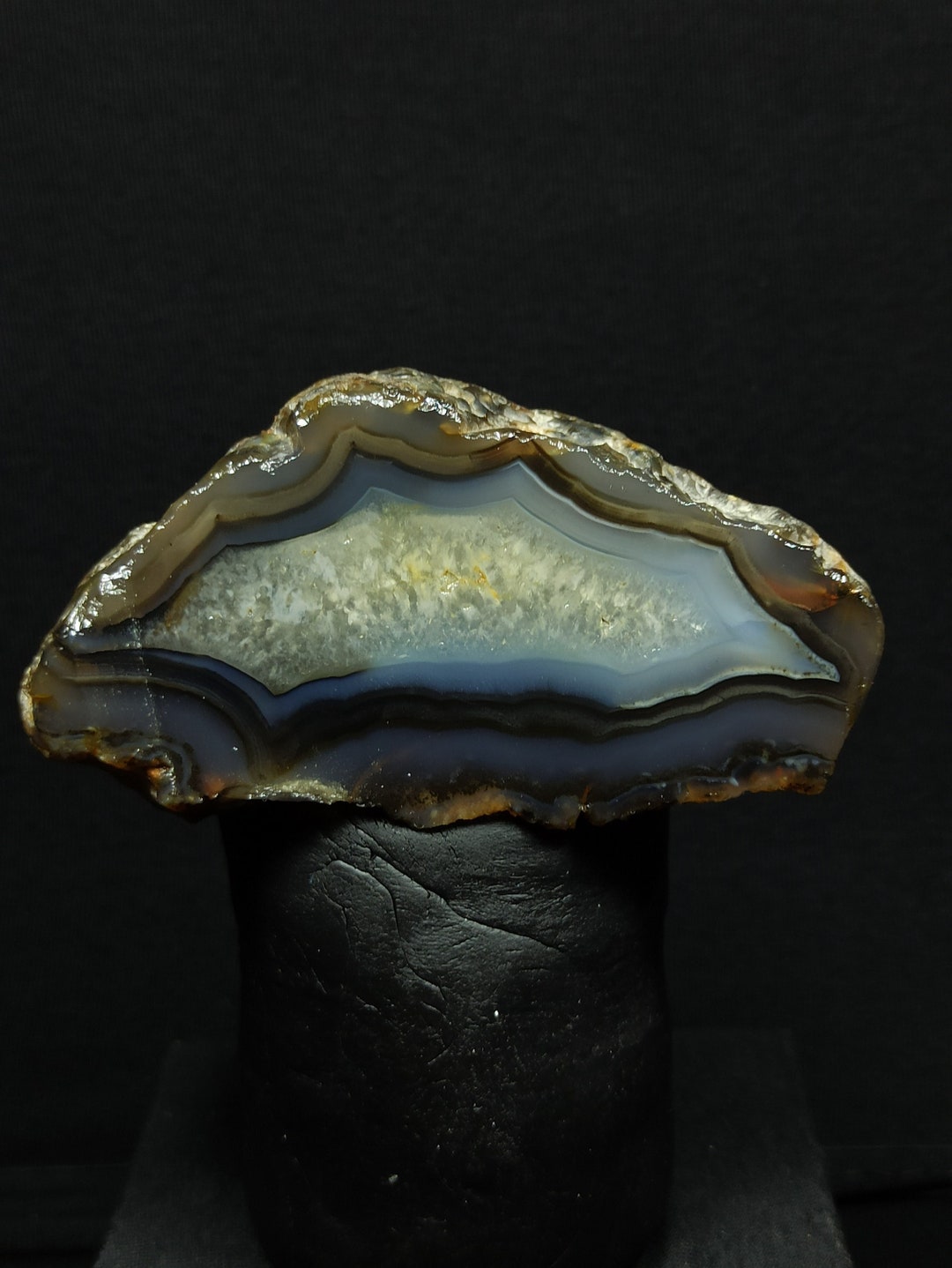 Blue Banded and White Quartz Crystal Agate, Polished Turkish Agate Pair ...