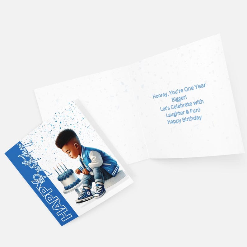 Boy in Blue - Happy Birthday Card - Etsy