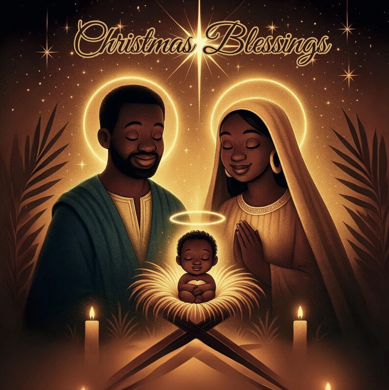 Christmas Blessings Nativity Card – Inclusive Holy Family Design - Etsy