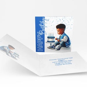 Boy in Blue - Happy Birthday Card - Etsy
