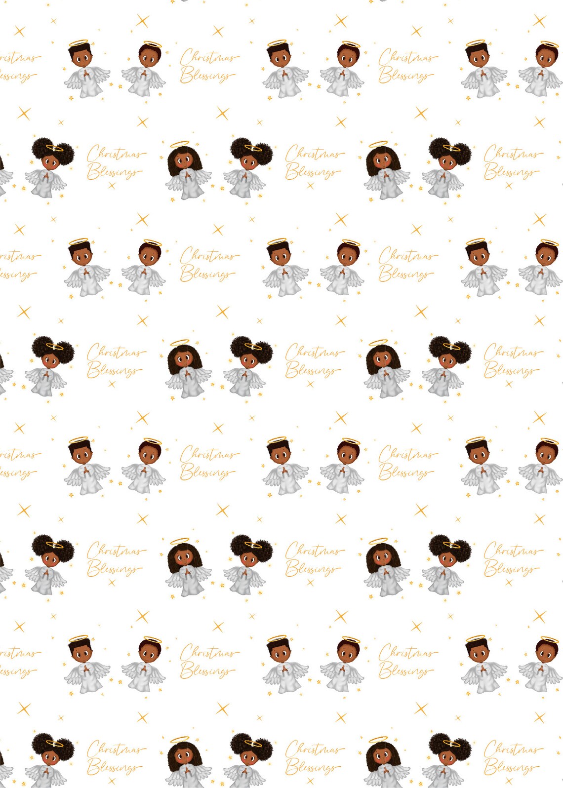 Black/african American Christmas Angels Wrapping Paper - Etsy