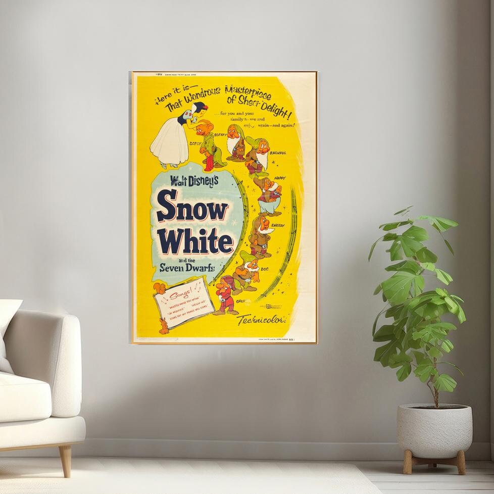 Snow White and the Seven Dwarfs Movie Poster, Canvas Print, Wall Art ...
