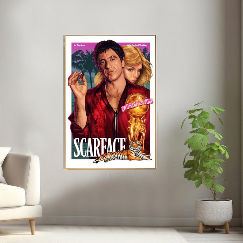 Scarface Movie Poster, Canvas Print, Wall Art Canvas Painting Living ...