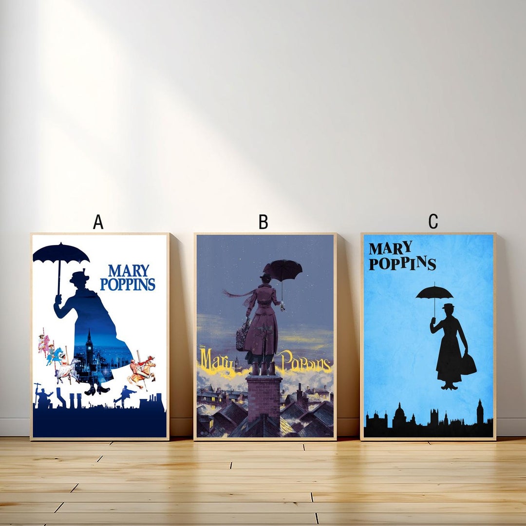 Mary Poppins Movie Poster, Canvas Print, Wall Art Canvas Painting ...