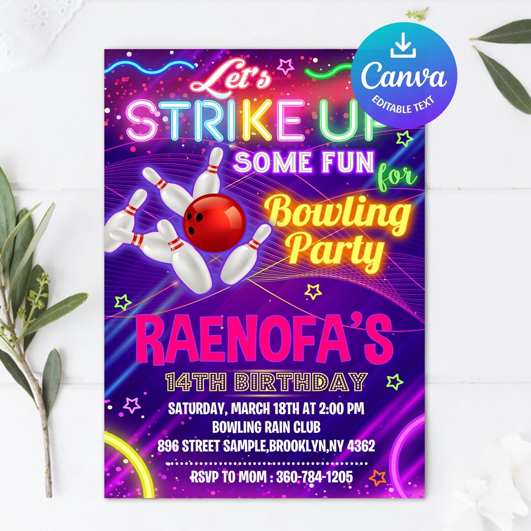 Bowling Invitation, Bowling Birthday Invitation, Let's Strike up Some ...