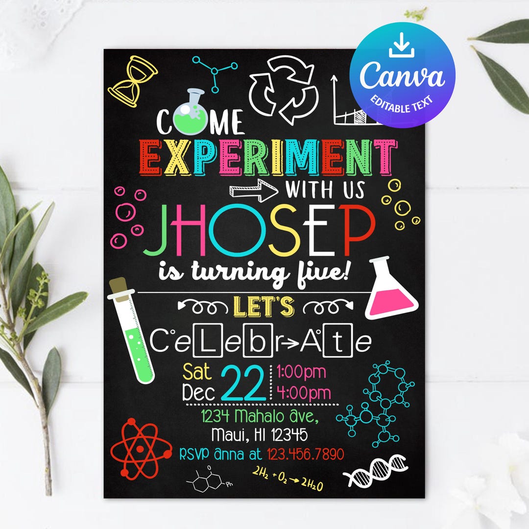 Science Birthday Invitation, Science Party Invitation, Science Lab ...