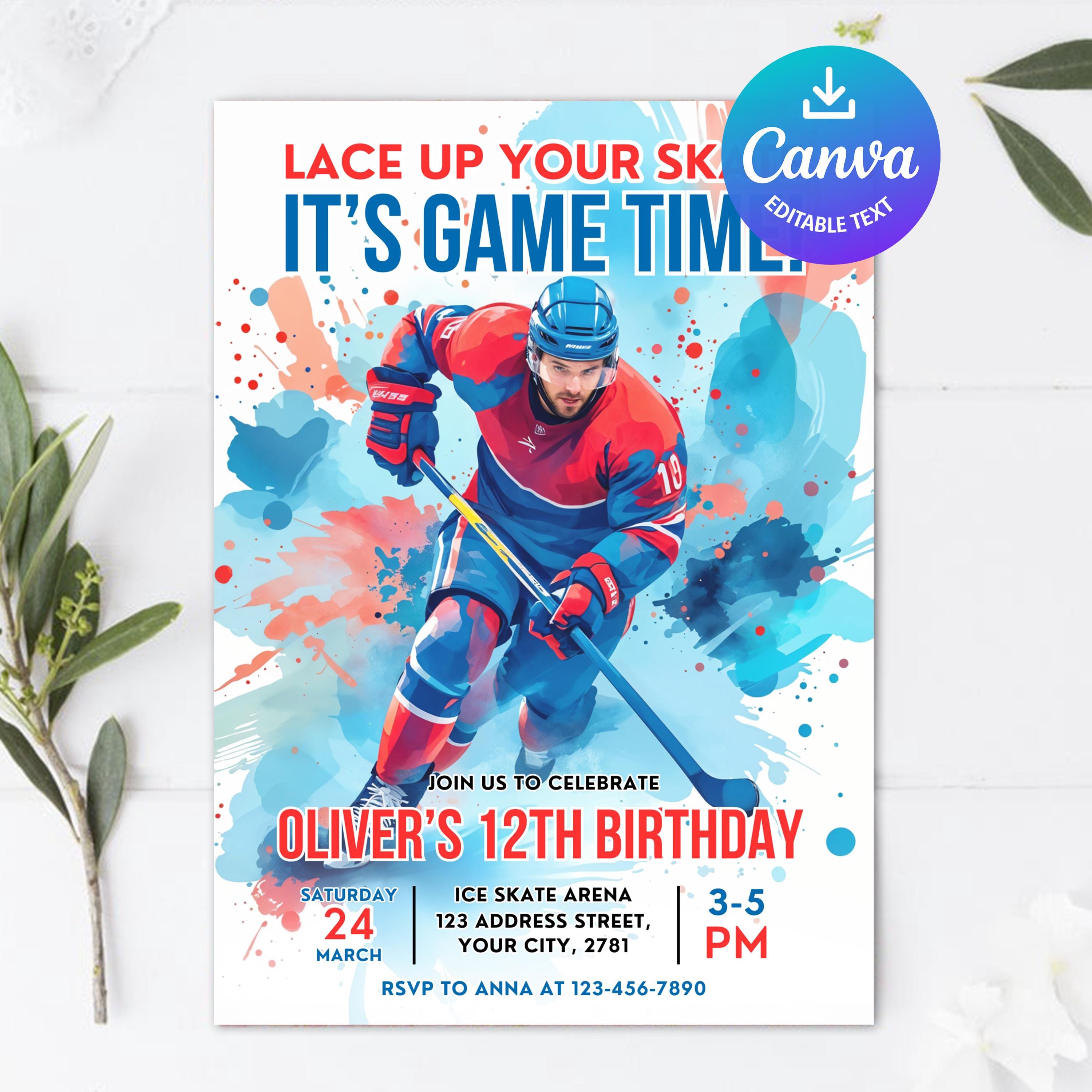 Ice Hockey Birthday Invitation, Hockey Player Birthday Party, Boys ...