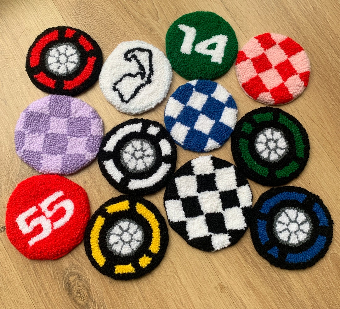 Motorsport Inspired Punch Needle Coasters - Formula 1 Mug Rugs - F1 ...