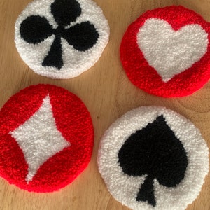 Playing Cards Inspired Punch Needle Coasters Mug Rugs - Etsy