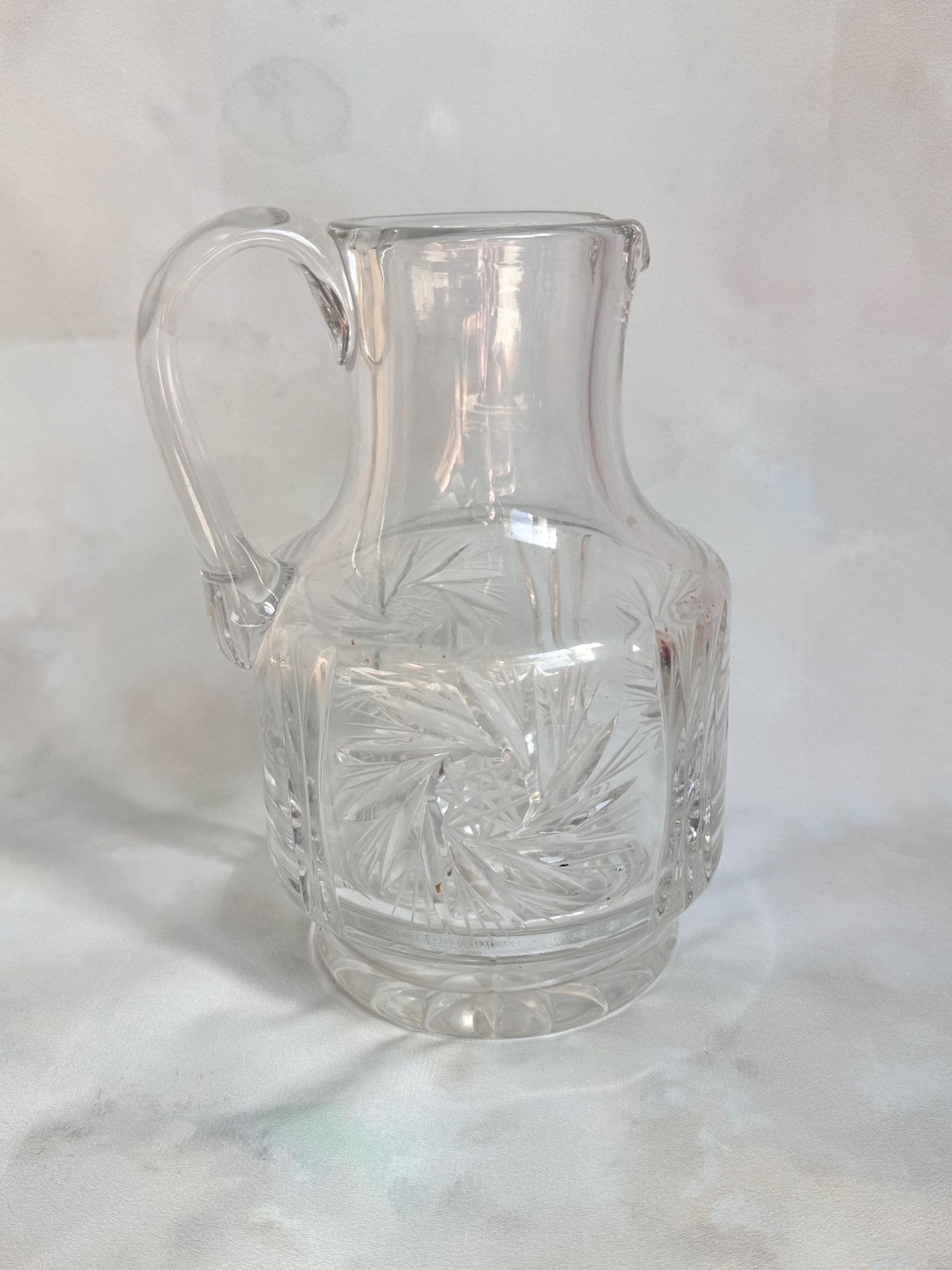 Vintage Bohemia "pinwheel" Crystal Water Pitcher - Hand-cut 1970s Czech ...