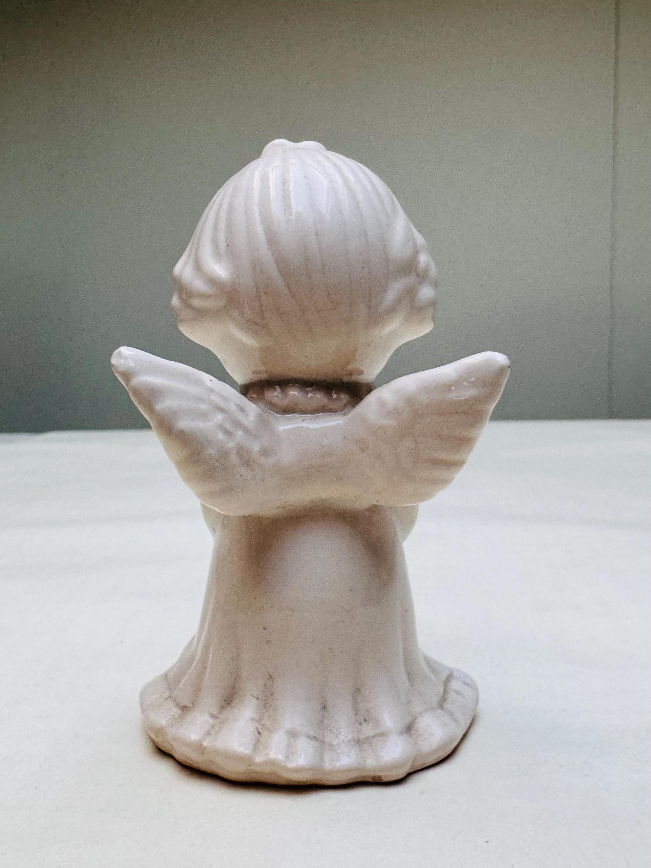 Vintage White Ceramic Angel Figurine - 10 Cm Collectible Decor, Shabby ...