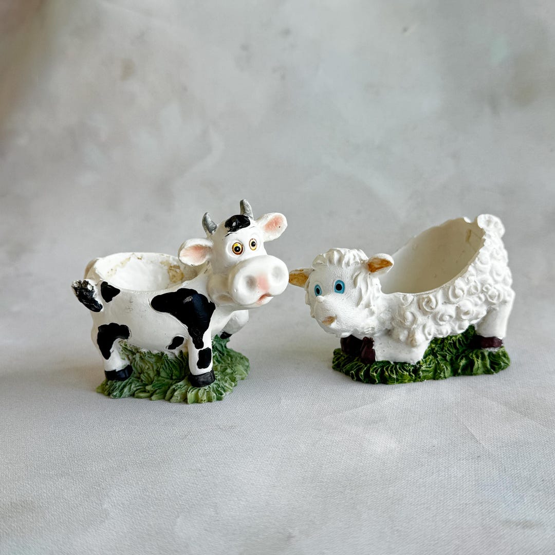 Farm Animal Egg Cups Set | Cow and Sheep Shaped Egg Holders | Funny ...