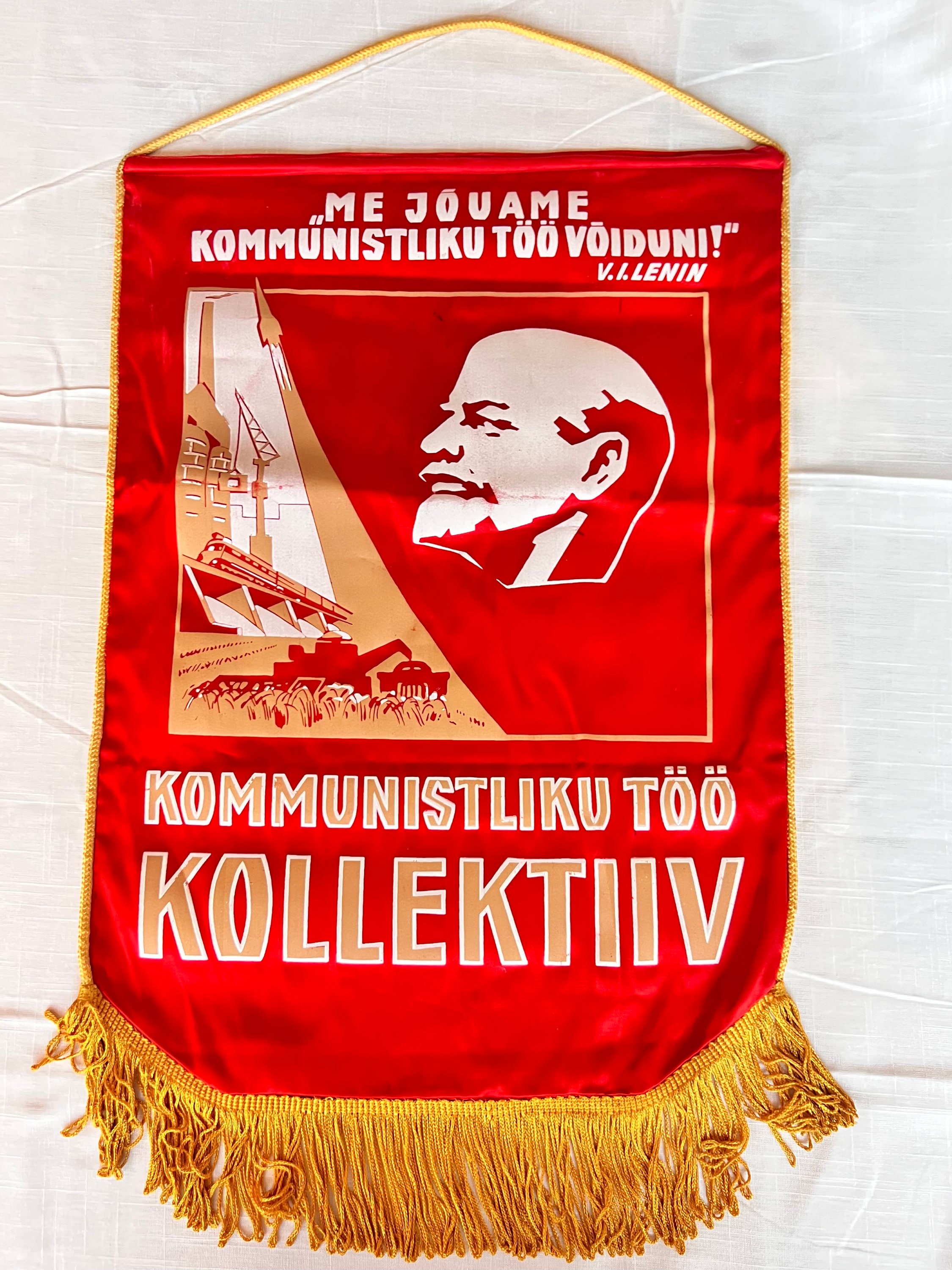 Flag With Lenin Portrait Soviet Union Times Pennant Vintage - Etsy