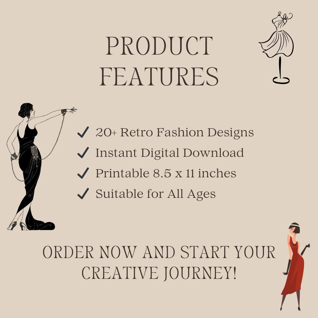 Vintage Fashionista – 20+ Retro Fashion Coloring Pages, Digital ...