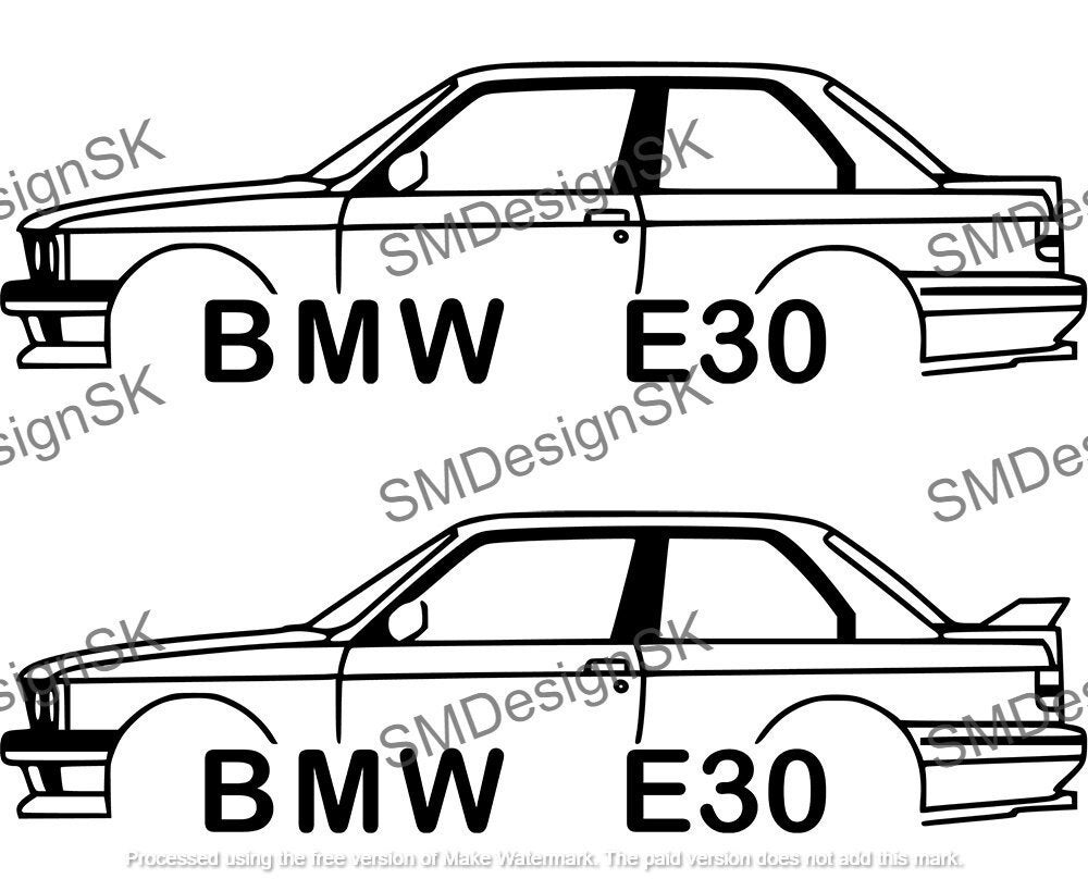 Car Svg Psd Png Jpg BMW E30 Coupe Silhouette Illustration Car Vector ...
