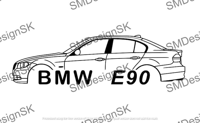Car Svg Psd Png Jpg BMW E90 Sedan Silhouette Illustration Car Vector ...