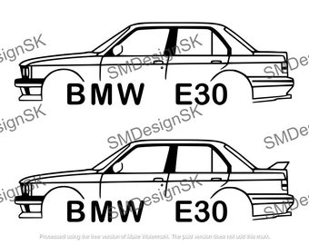 Car Svg Psd Png Jpg BMW E90 Sedan Silhouette Illustration Car Vector ...