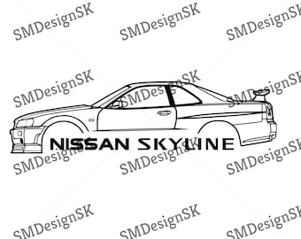 Skyline GT-R (R34) Silhouette Vector File - Etsy UK